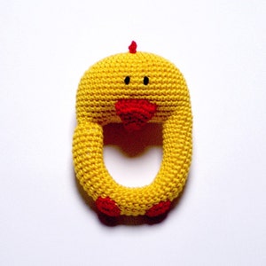 Crochet Chicken Rattle Stuffed Yellow Baby Toy Chicken Rattle Baby Gift ...