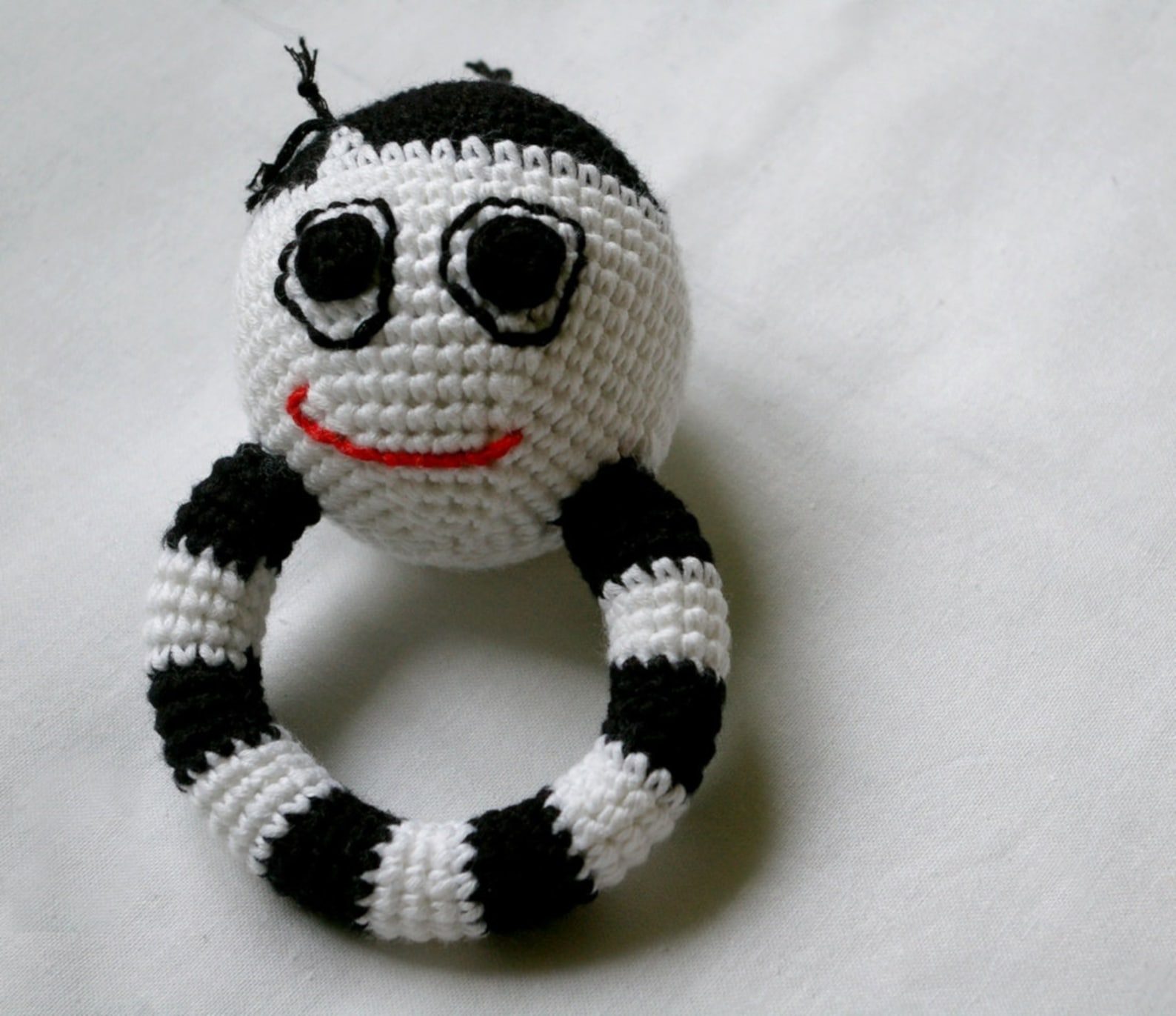 Baby Rattle Smiley Face Black White Rattling Toy | Etsy