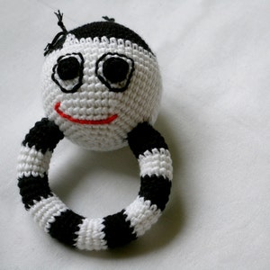 Baby Rattle Smiley Face - Black White Rattling Toy - White/black Baby ...