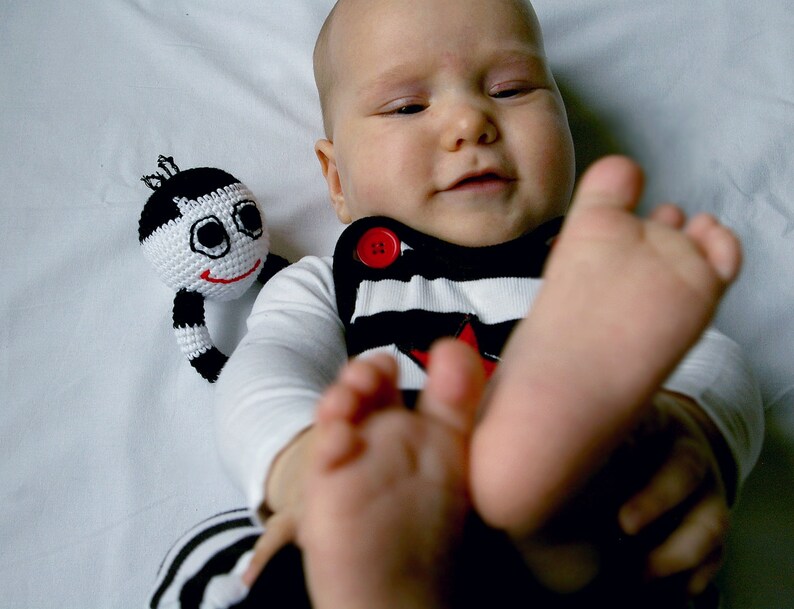 Baby Rattle Smiley Face Black White Rattling Toy | Etsy