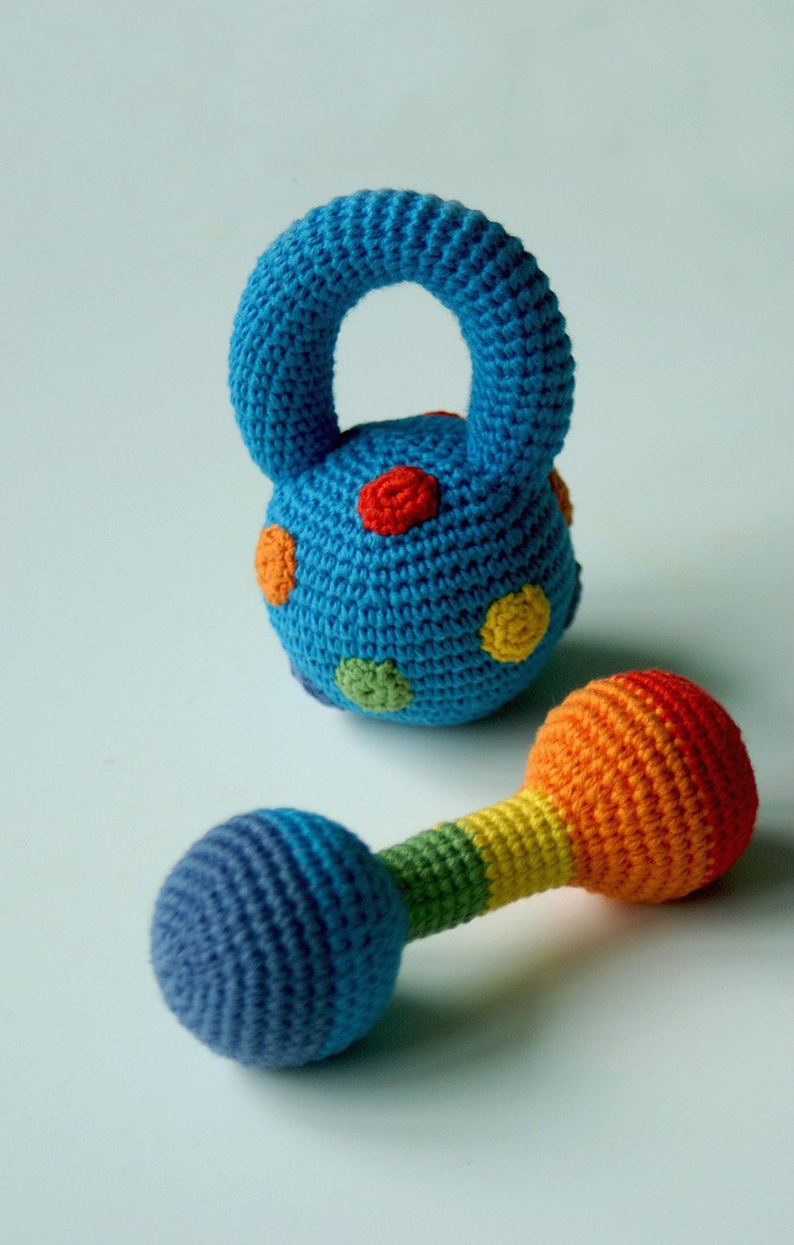 Crocheted Dumbbell Toy and Fitness Weight in Rainbow - Etsy