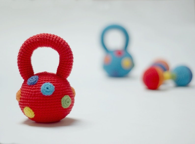 Crocheted Dumbbell Toy and Fitness Weight in Rainbow - Etsy