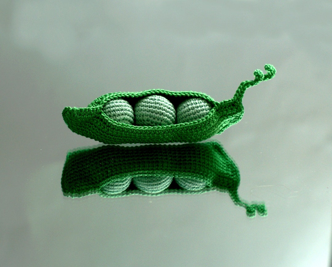 Pea Pod With 3 Peas(bigger) - Crocheted Toy Food - Play Kitchen. Safe ...