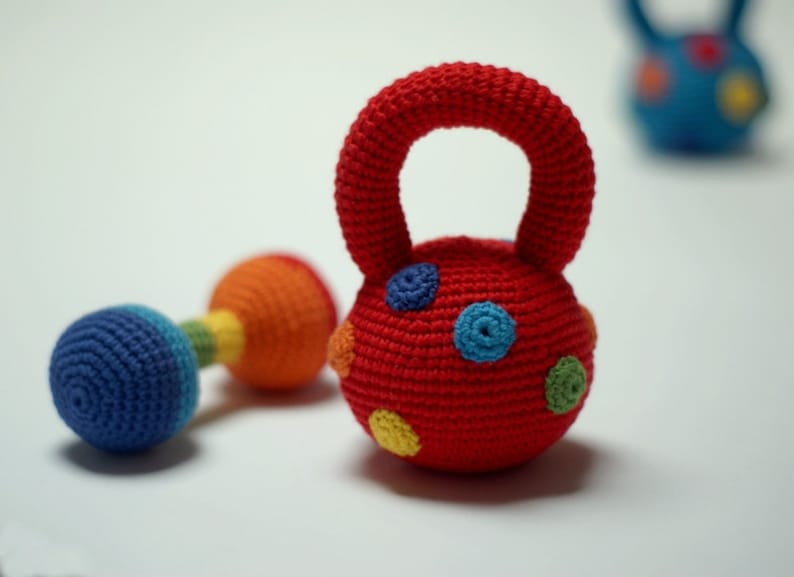 Crocheted Dumbbell Toy and Fitness Weight in Rainbow - Etsy