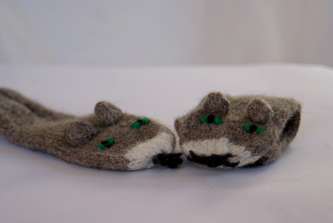 Cat Mittens - Natural Wool Beige Mittens for Children - Playful Warm ...