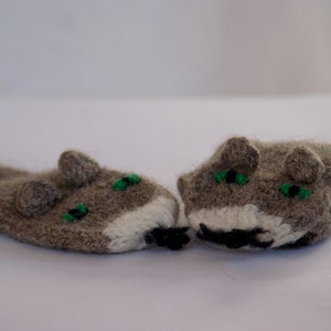 Cat Mittens - Natural Wool Beige Mittens for Children - Playful Warm ...