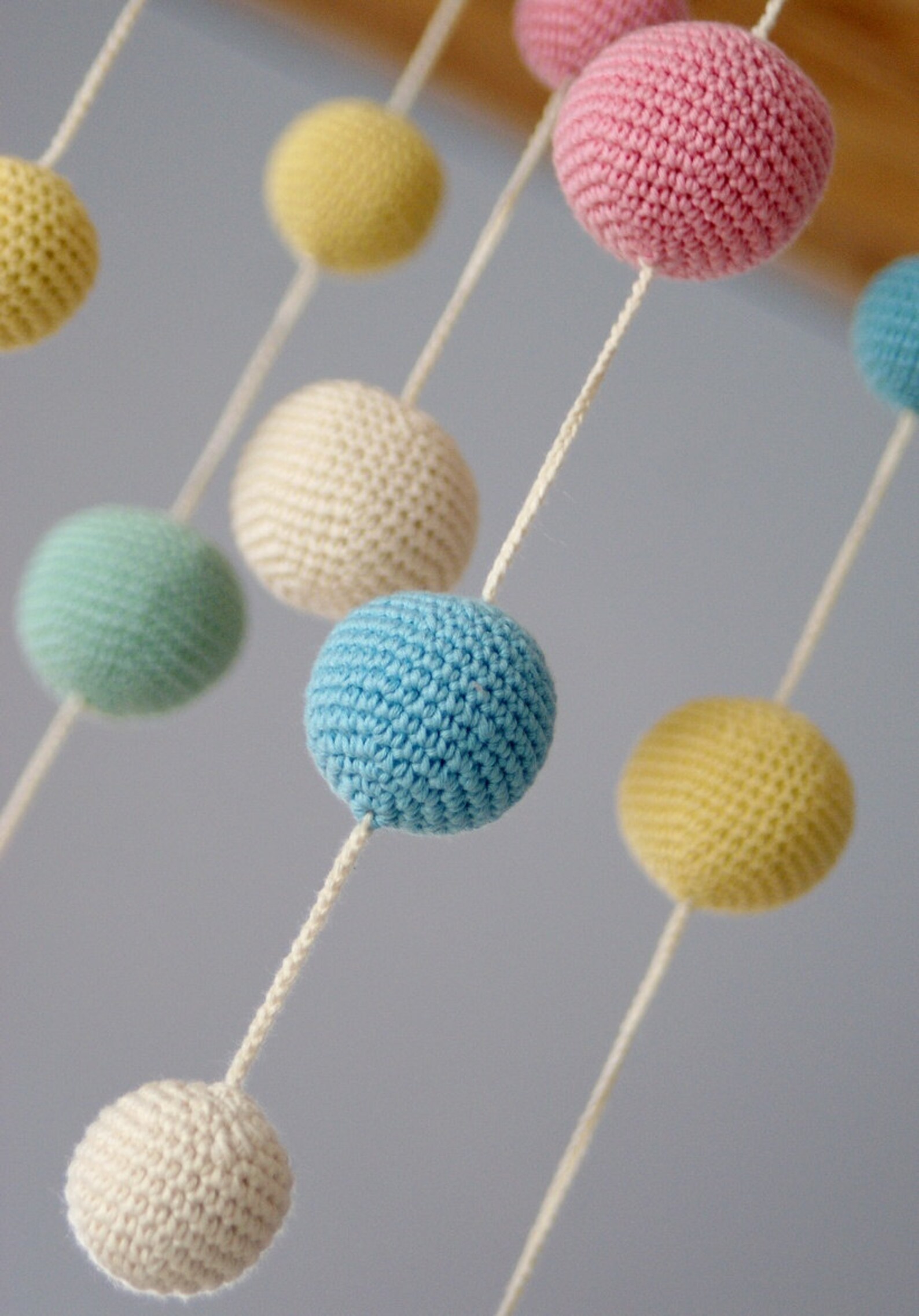 Crochet Pastel Baby Mobile Colorful Ball Mobile5-color - Etsy