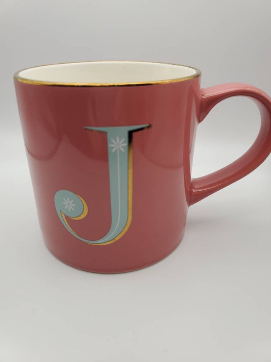 Opalhouse Inital Monogram J Pink and Gold Coffee Mug - Etsy
