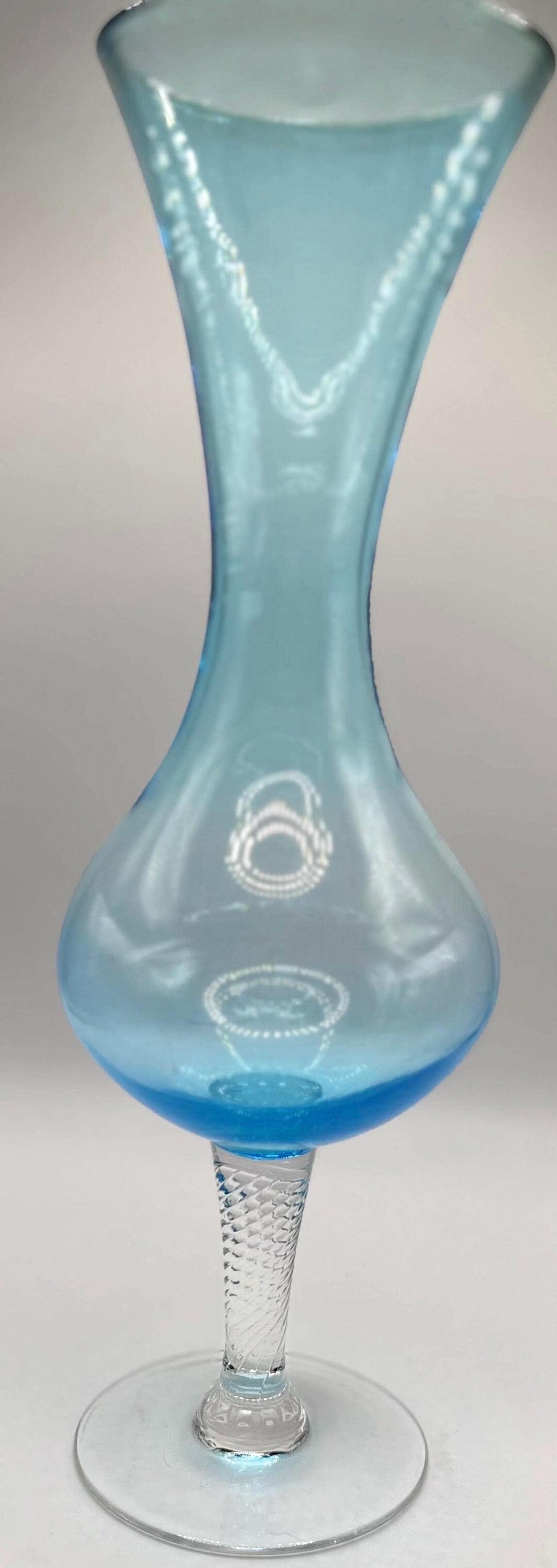 Handblown Light Blue Stemed Vase With Swirl Base - Etsy