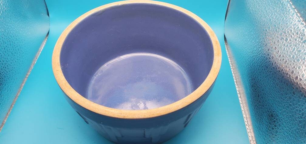 Vintage Illinois Ruckels Blue Pottery Stoneware Mixing Bowl - Etsy