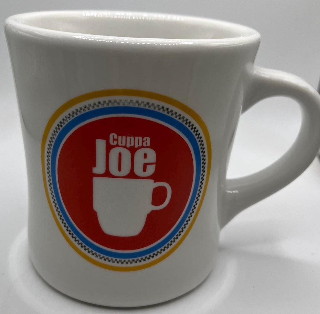 Crate &barrel White Red "cuppa Joe" Coffee Mug Thick Heavy Restaurant ...