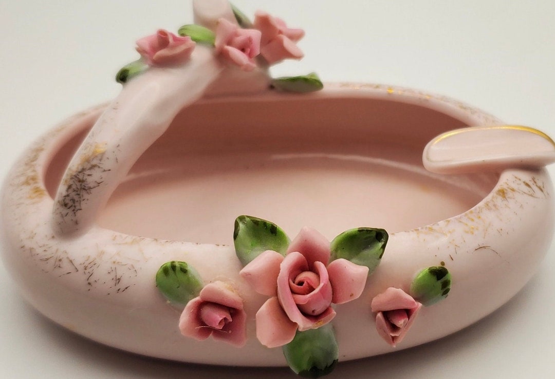 Vintage Lefton Pink L'amour China Ashtray With Flowers - Etsy