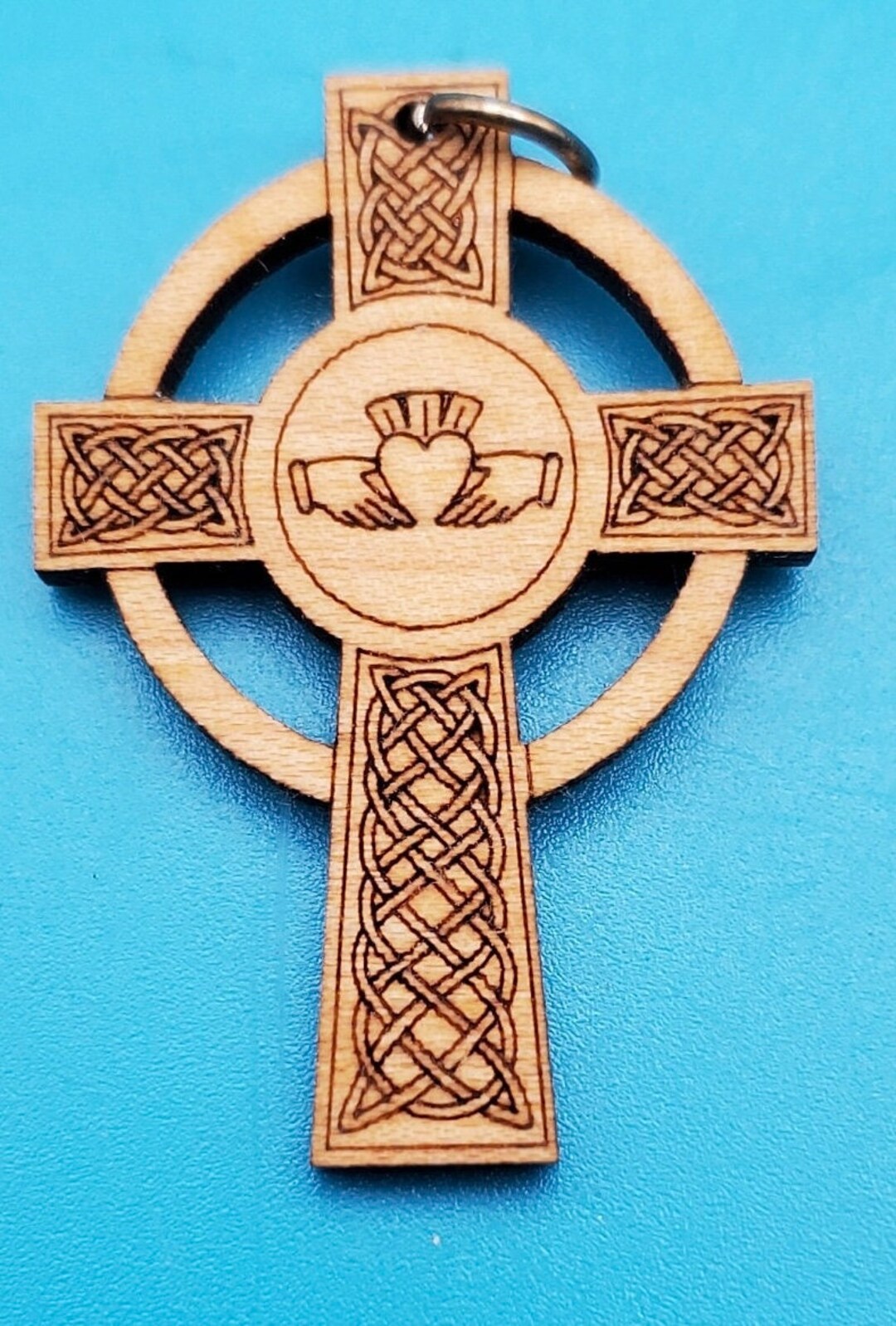 Irish Celtic Cross Laser Cut Wooden Pendant by Monson - Etsy