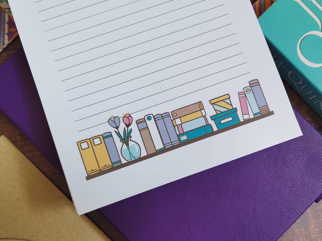 Book Shelf Letter Writing Paper Set. Lined Colorful 10 A5 Sheets for ...
