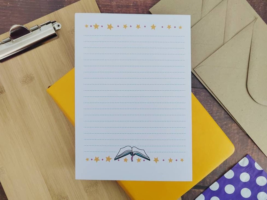 Book Magic Letter Writing Paper Set. Lined Colorful 10 A5 Sheets for ...