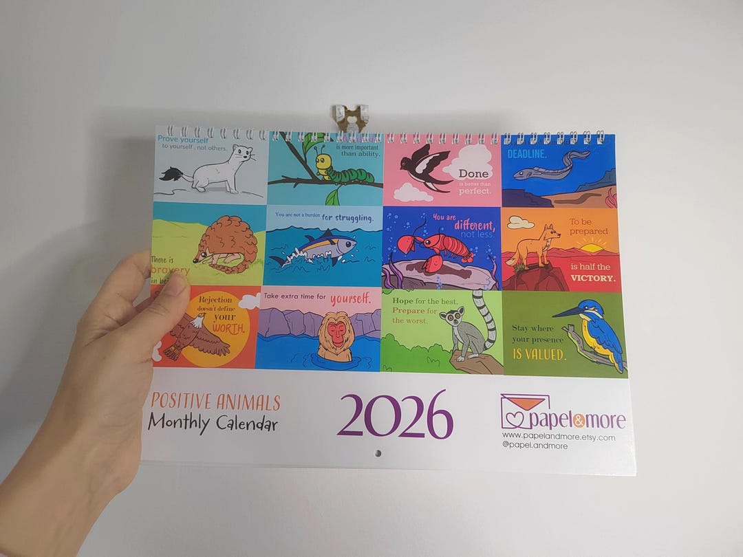 Buy Physical 2026 Wall Calendar With Animals and Positive Quotes ...