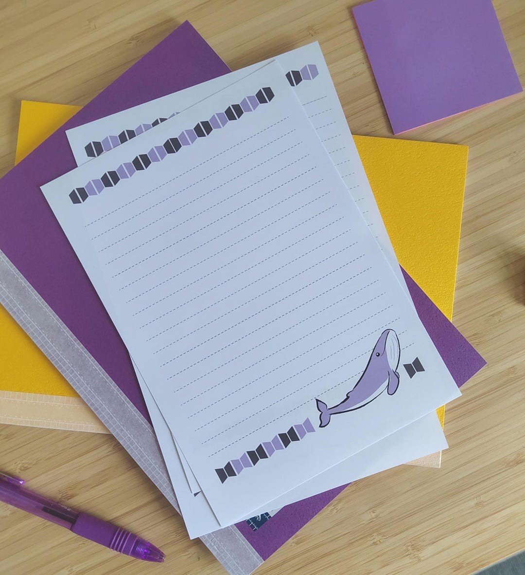 Letter Writing Sheets Set. Cute Whale 8 A5 Penpal Snail Mail Printed ...