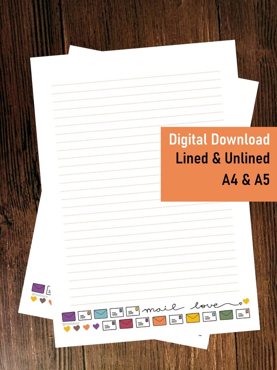 Papercraft Lined and unlined printable writing paper for snailmail ...