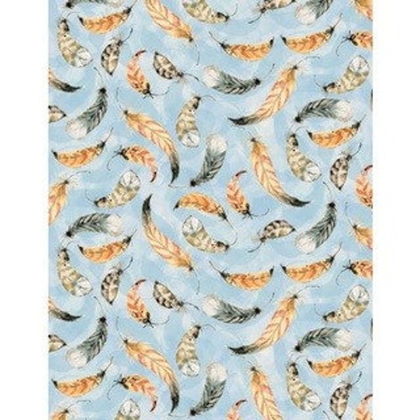 Blue Feather Fabric - Etsy