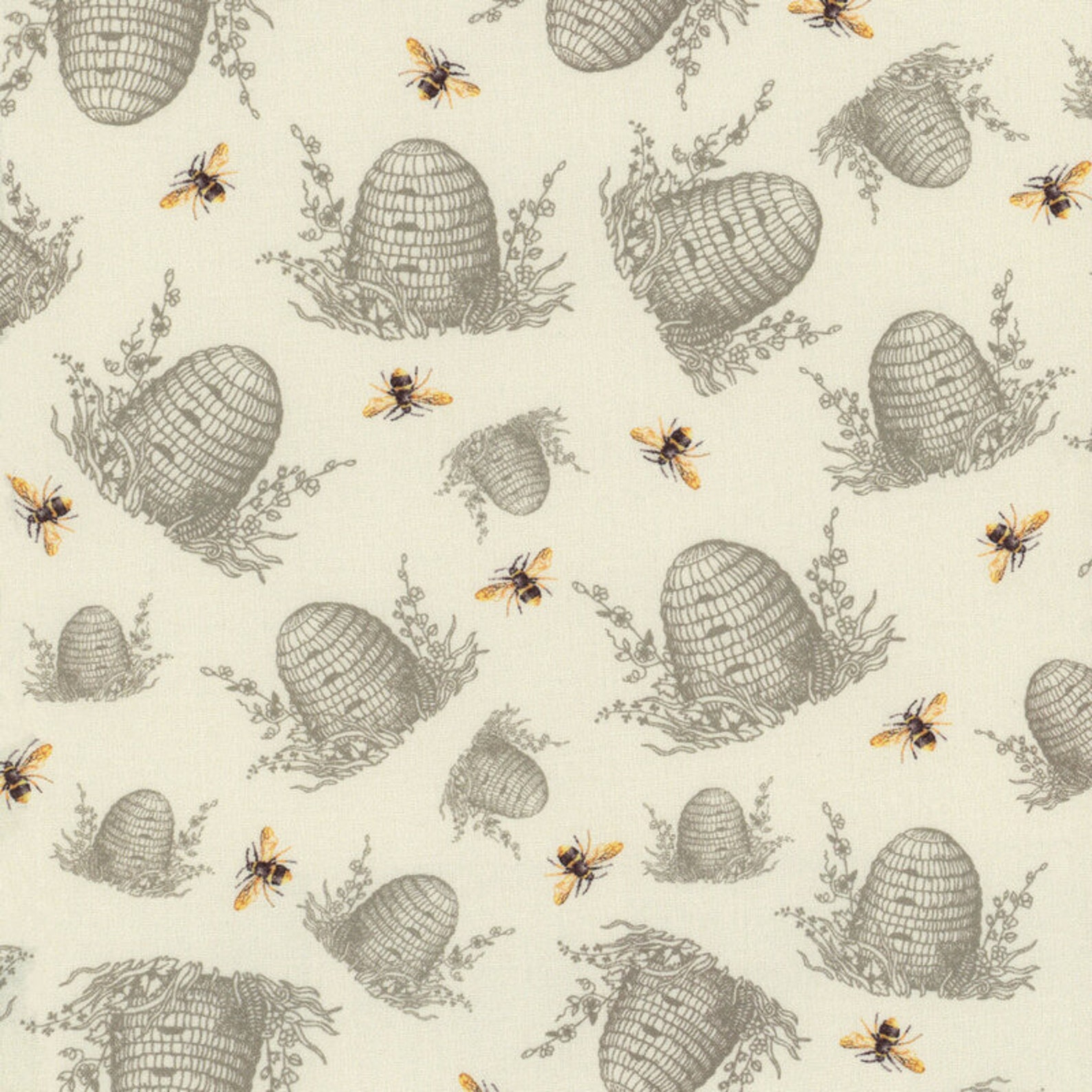 Honey Bee Farm Tossed Bee Hives 100% Cotton Fabric From Timeless ...
