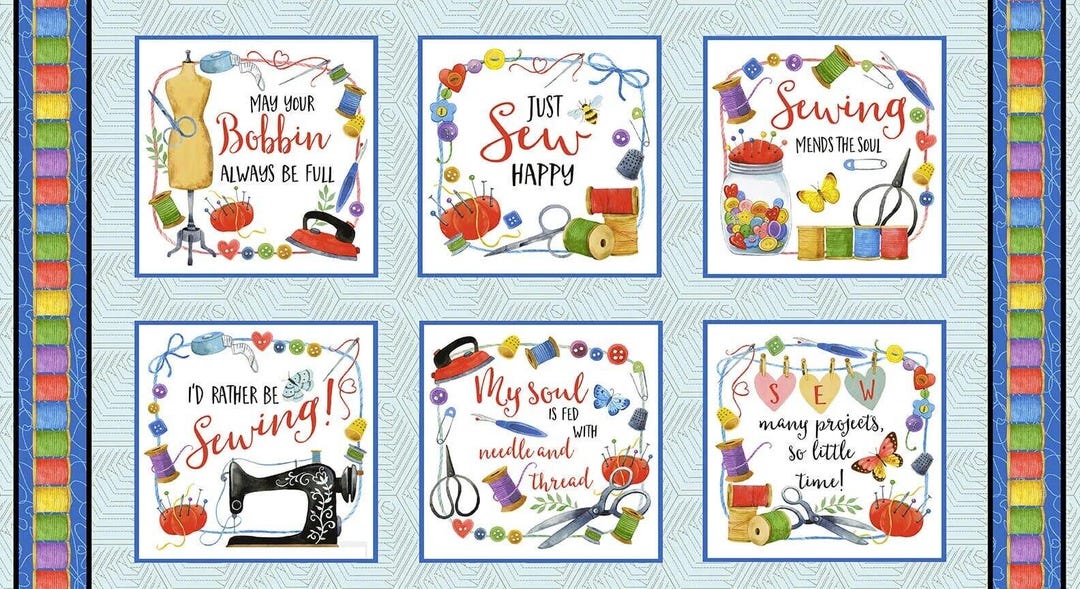 Just Sew Happy Blocks 100% Cotton Fabric by Jan Alison for Henry Glass ...