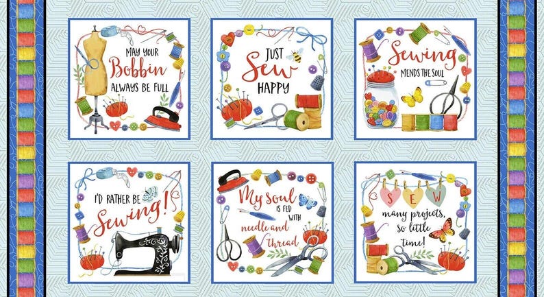 Just Sew Happy Blocks 100% Cotton Fabric by Jan Alison for Henry Glass ...