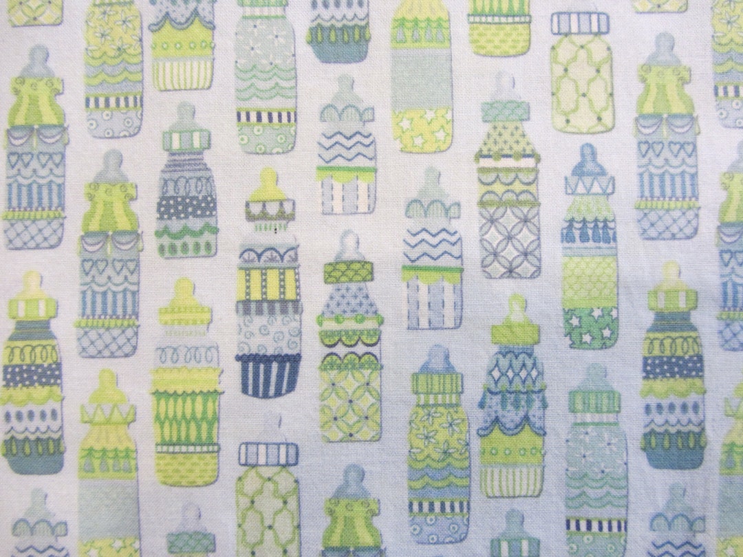 Baby Sprinkles Baby Bottles Light Blue 100% Cotton Fabric by Nicole ...