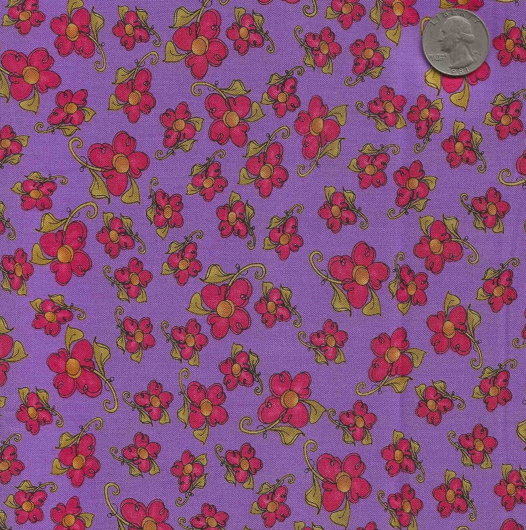Loralie Daisy Capers on Purple 100% Cotton Fabric Sold by the Yard - Etsy