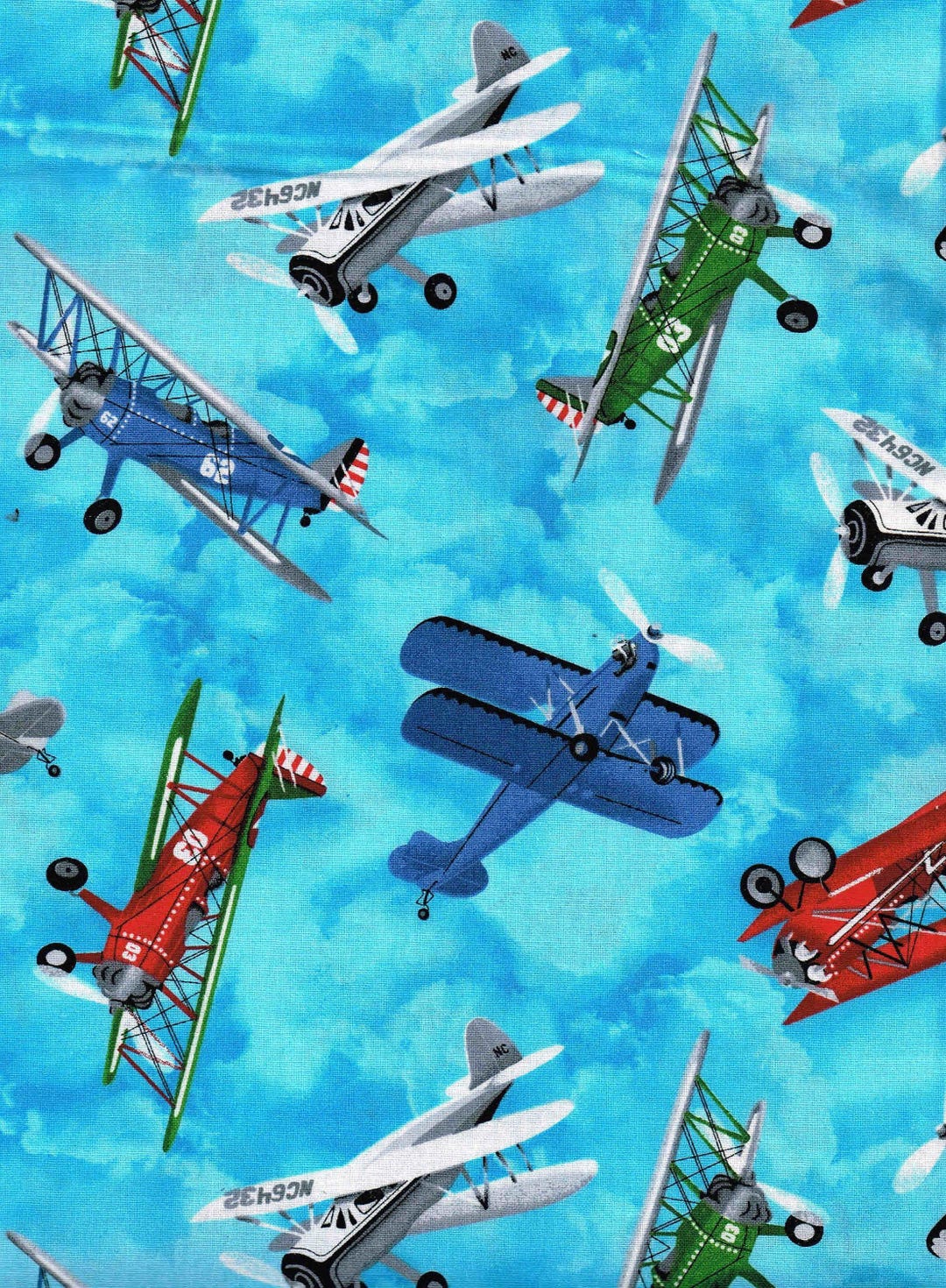 Biplanes on Blue Sky 100% Cotton Fabric From Fabric Traditions Sold by ...