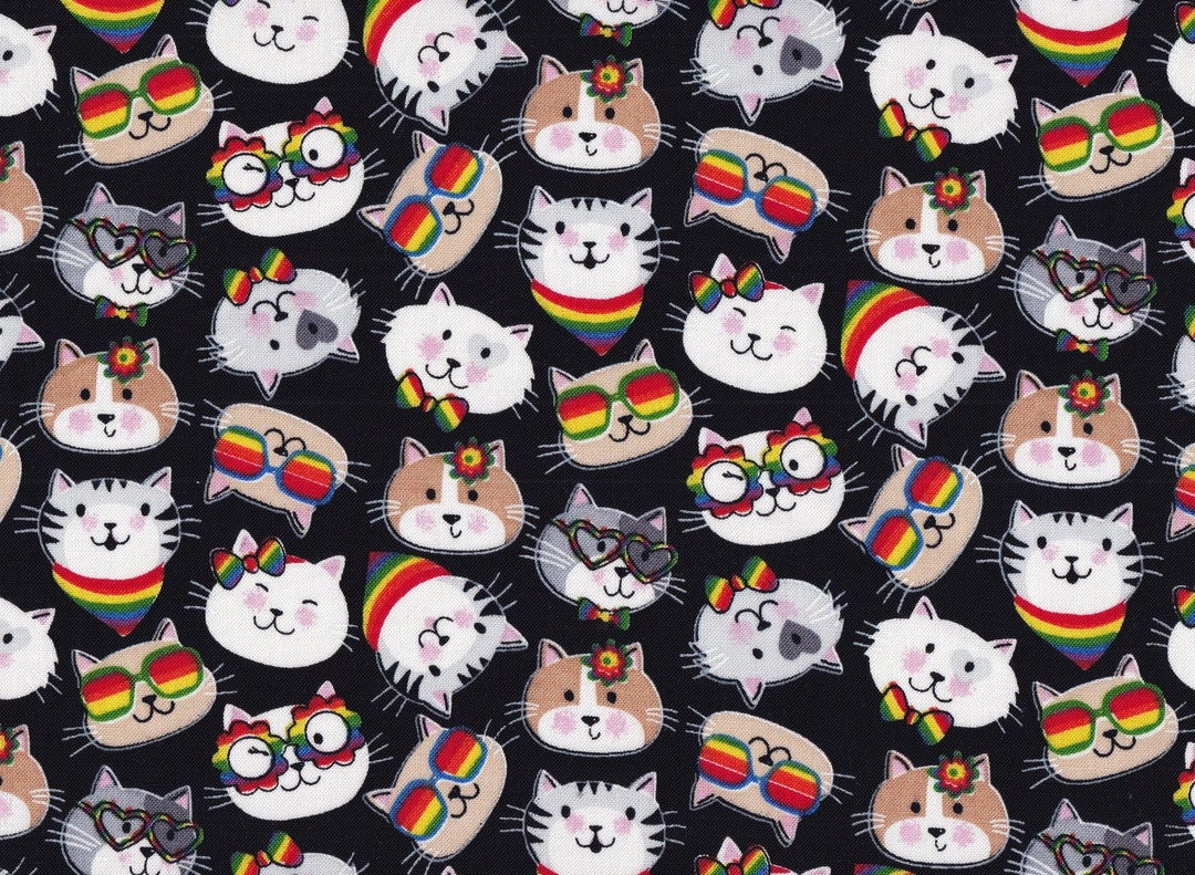 Cool Cats Toss With Sunglasses 100% Cotton Fabric Sold by the Yard - Etsy