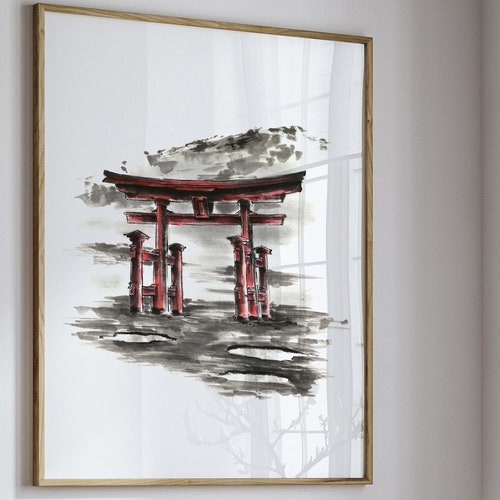 Torii Gate Torii Japanese Home Decor Torii Gate Painting - Etsy