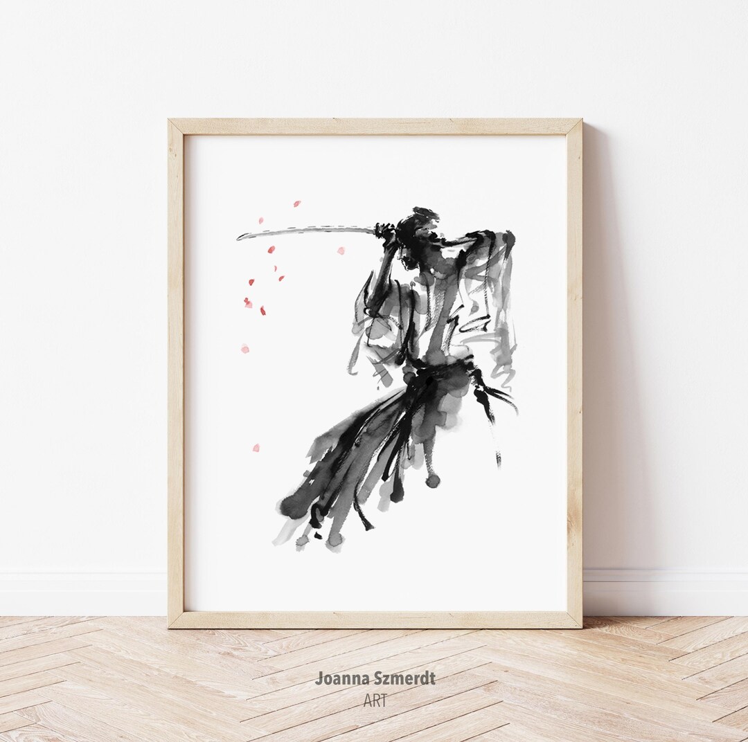 Samurai, Bushido, Samurai Sword Poster, Samurai Watercolor Fine Print ...