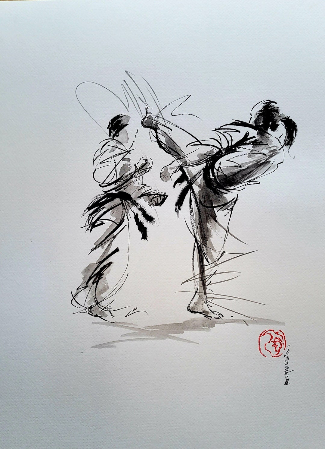 Kyokushin Karate Original Ink Painting. Shotokan Karate. Martial Arts ...
