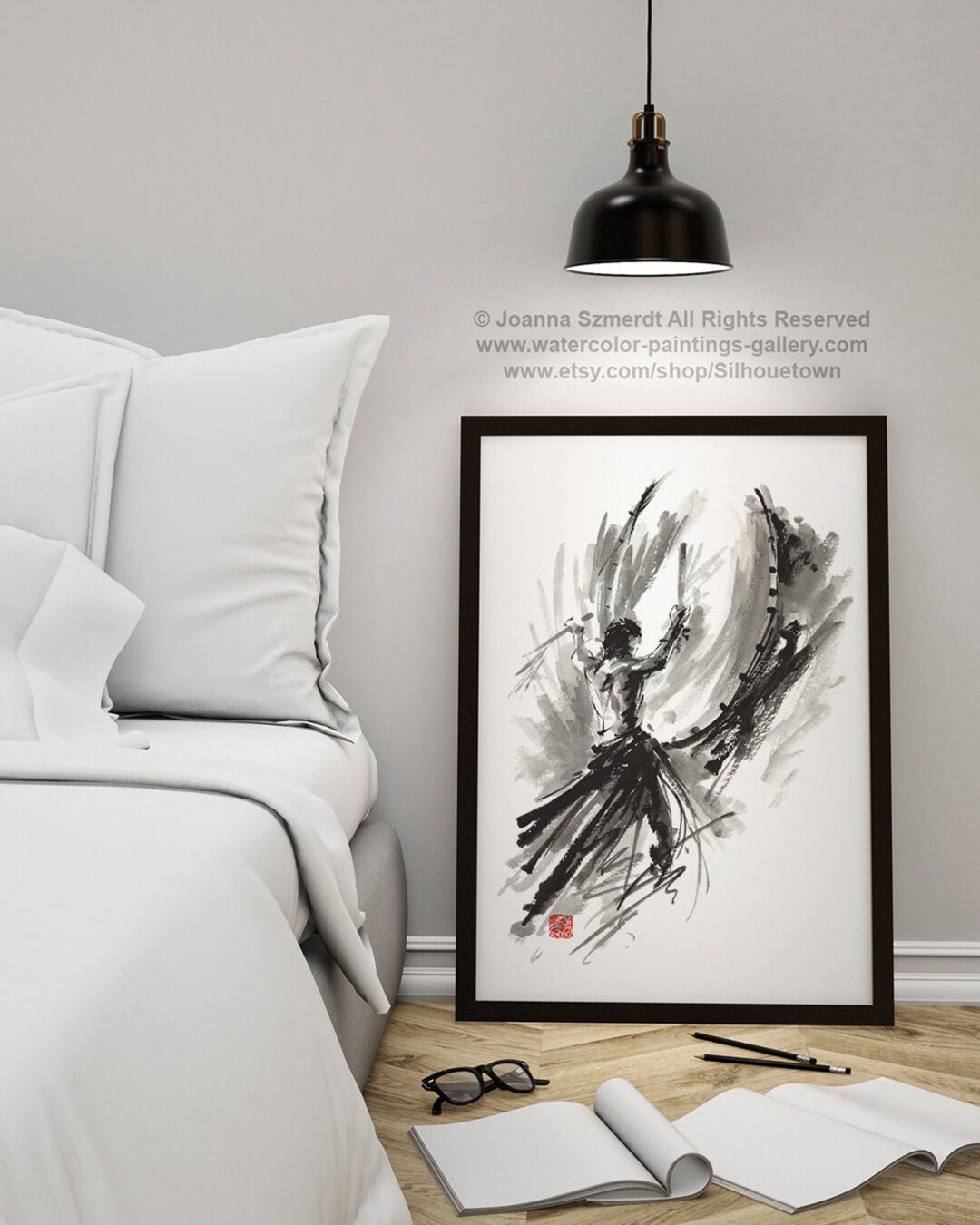 Taiko Drum Ink Painting: Japanese Samurai Art Print - Etsy