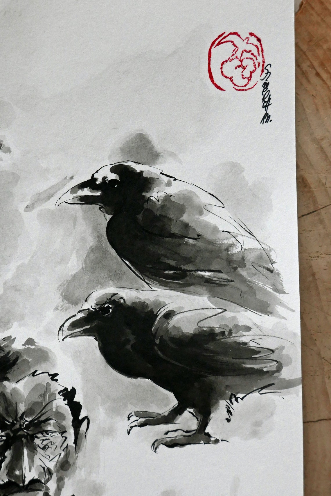 Tengu Painting Karasu Tengu Japanese Demon Japanese Kami | Etsy