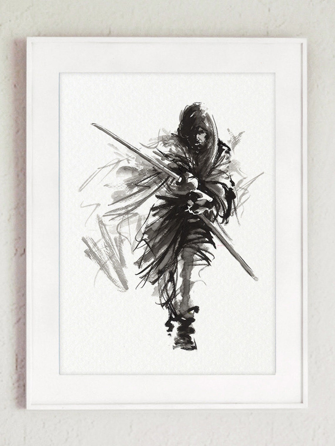 Samurai Poster Samurai Warrior Set of 2 Painting Japanese | Etsy