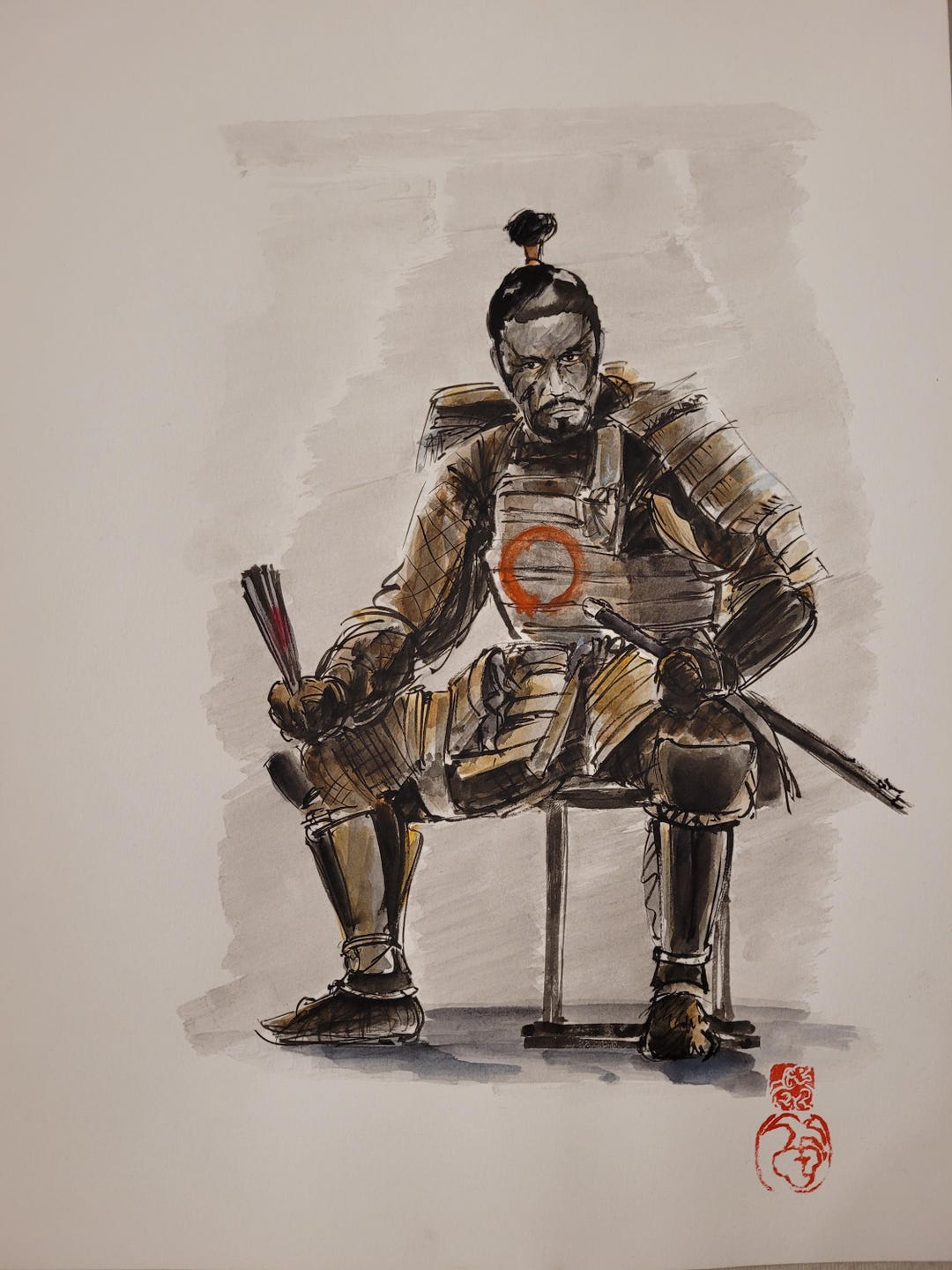 SHOGUN, Japanese Warrior Original Painting, Samurai Art, Japan Edo ...