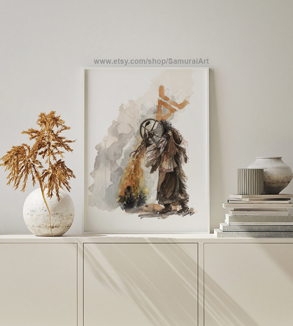 Shaman Painting Shamanic Art Print Slavic Gift Idea Ink | Etsy