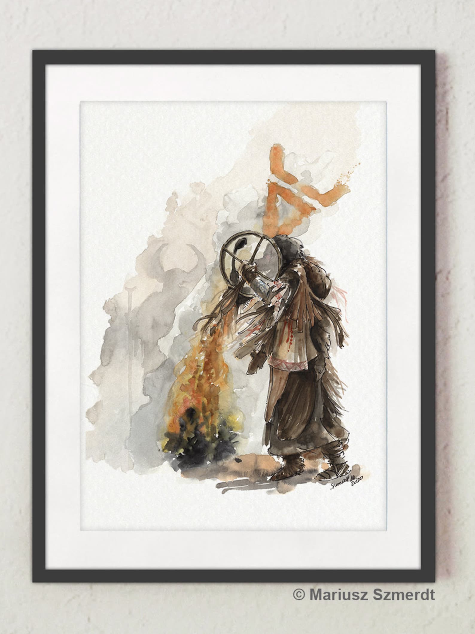 Shaman Painting, Shamanic Art Print, Slavic Gift Idea Ink Painting ...