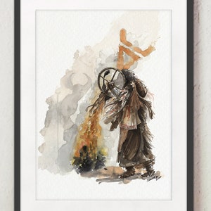 Shaman Painting, Shamanic Art Print, Slavic Gift Idea Ink Painting ...