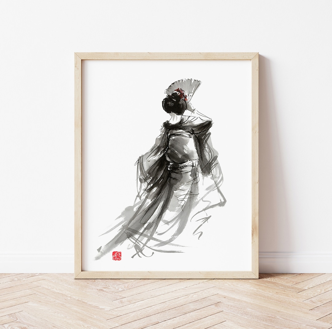 Geisha Painting, Geisha Art, Geisha Large Poster, Asian Abstract Art ...