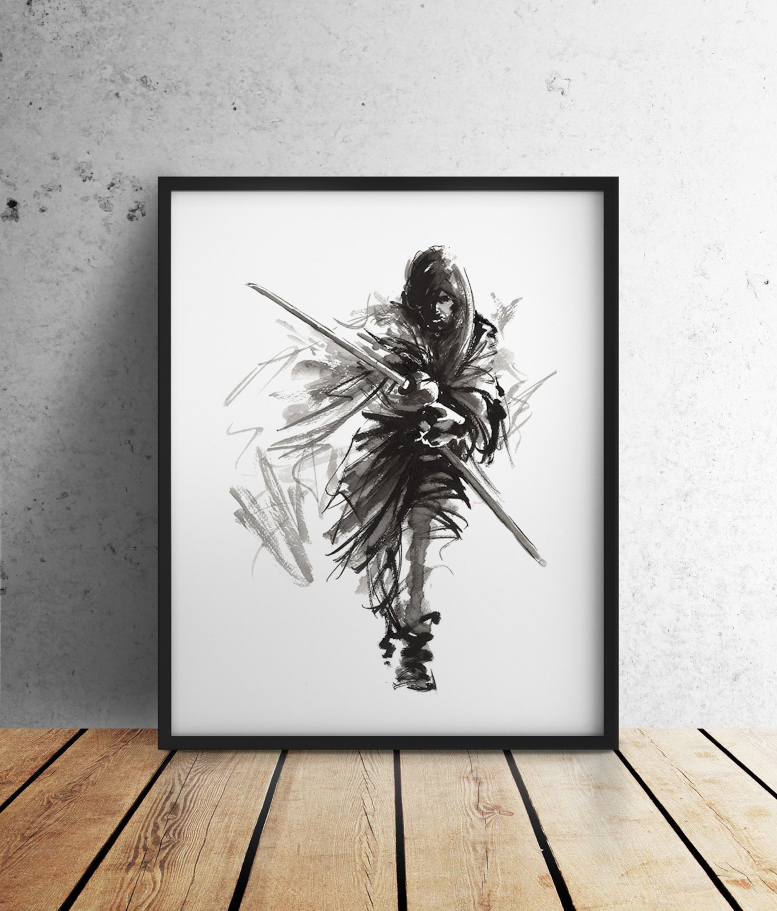 Samurai Poster Ronin Art Print Samurai With Sword Painting - Etsy