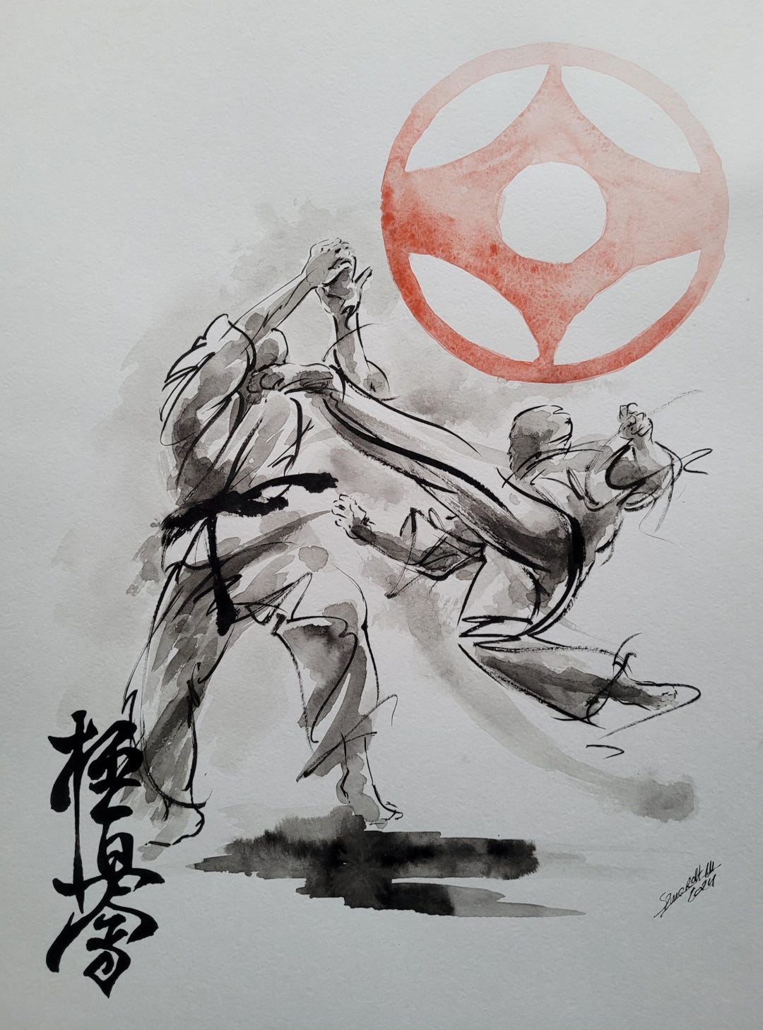 Kyokushin Karate Fighters, Martial Arts Ink Art, Karate Calligraphy ...