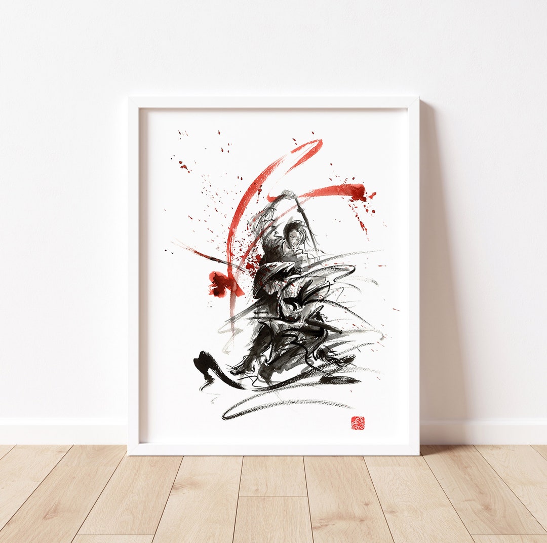 Samurai Wall Decor, Samurai Home Decor, Samurai Battle Art, Japanese ...