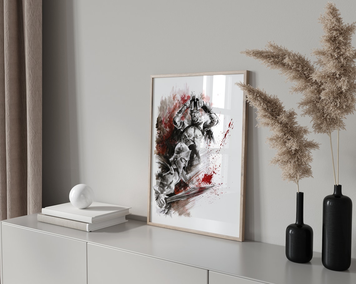 Spartan Poster Spartan Helmet Spartan Print Spartan Shield | Etsy