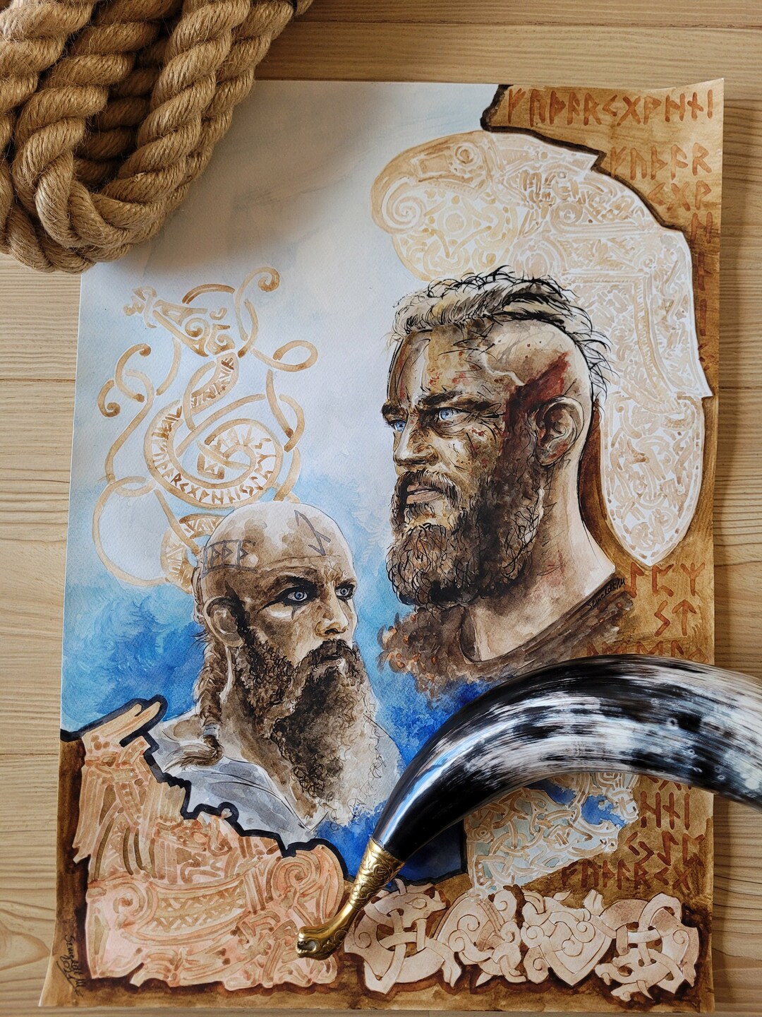 Ragnar and Floki Watercolor Painting: Vikings TV Series Art - Etsy