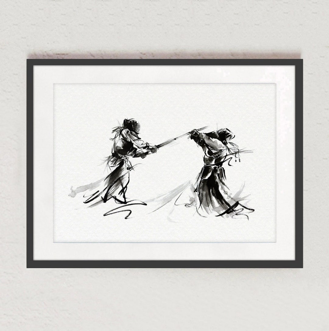 Kendo Japan Martial Art Warrior Wall Poster Motivational Fine Art Etsy