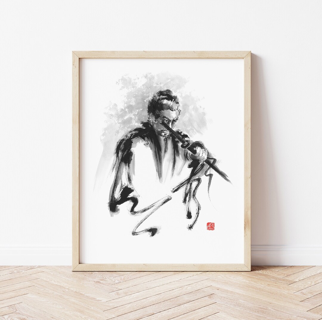 Samurai Wall Decor, Warrior Poster, Samurai Abstract Art, Samurai Home ...