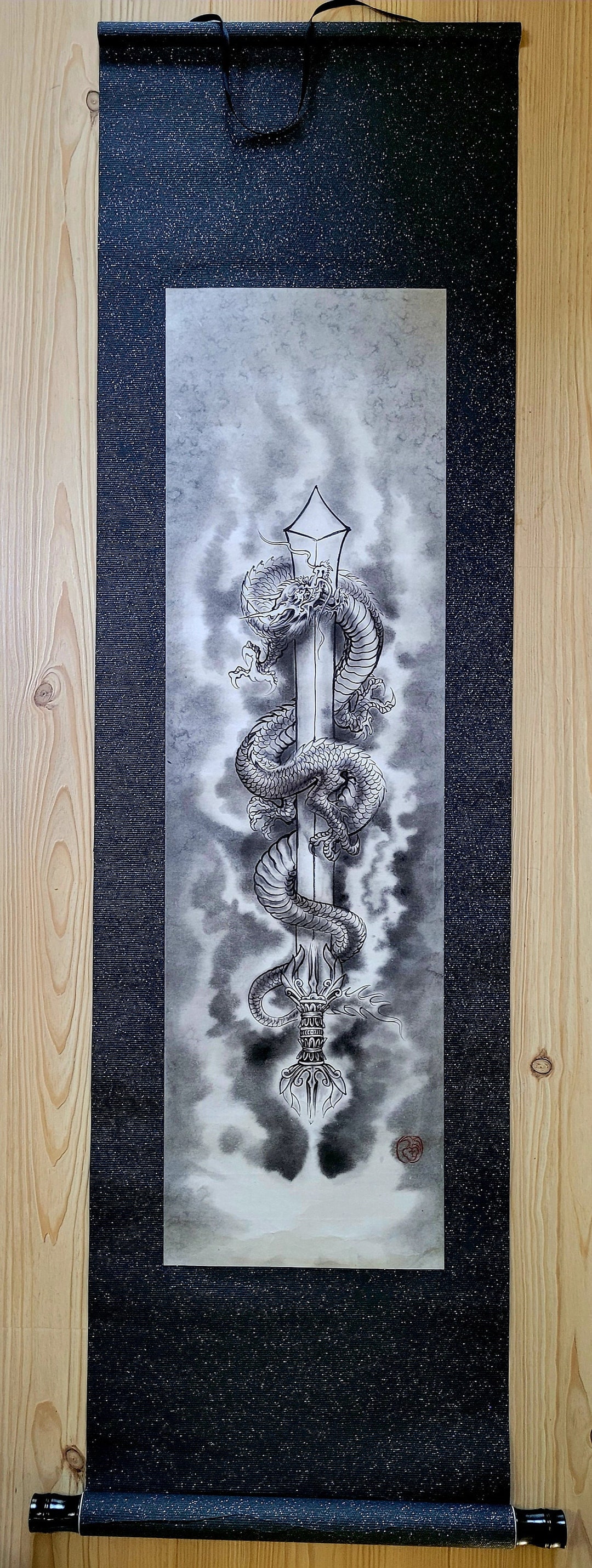 Kurikara Dragon Painting, Samurai Fudo Myoo Sword, Orginal Japanese ...