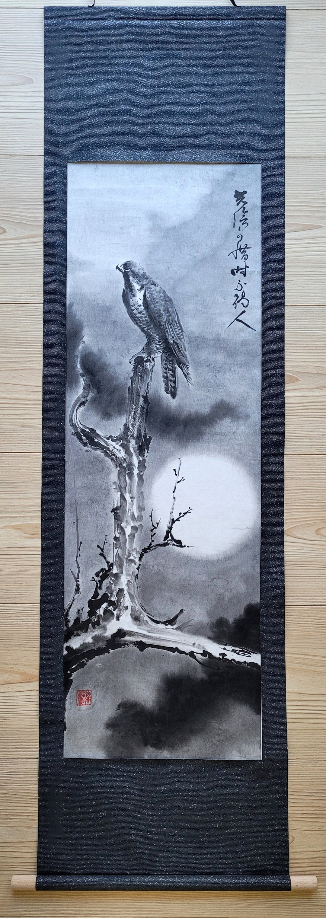 Falcon Artwork, Hawk Original Painting, Japanese Calligraphy, Handmade ...